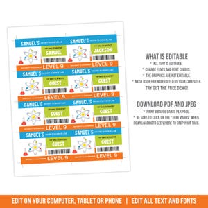 Editable Science Party ID Badge Template, Mad Scientist ID Badge, Mad ...