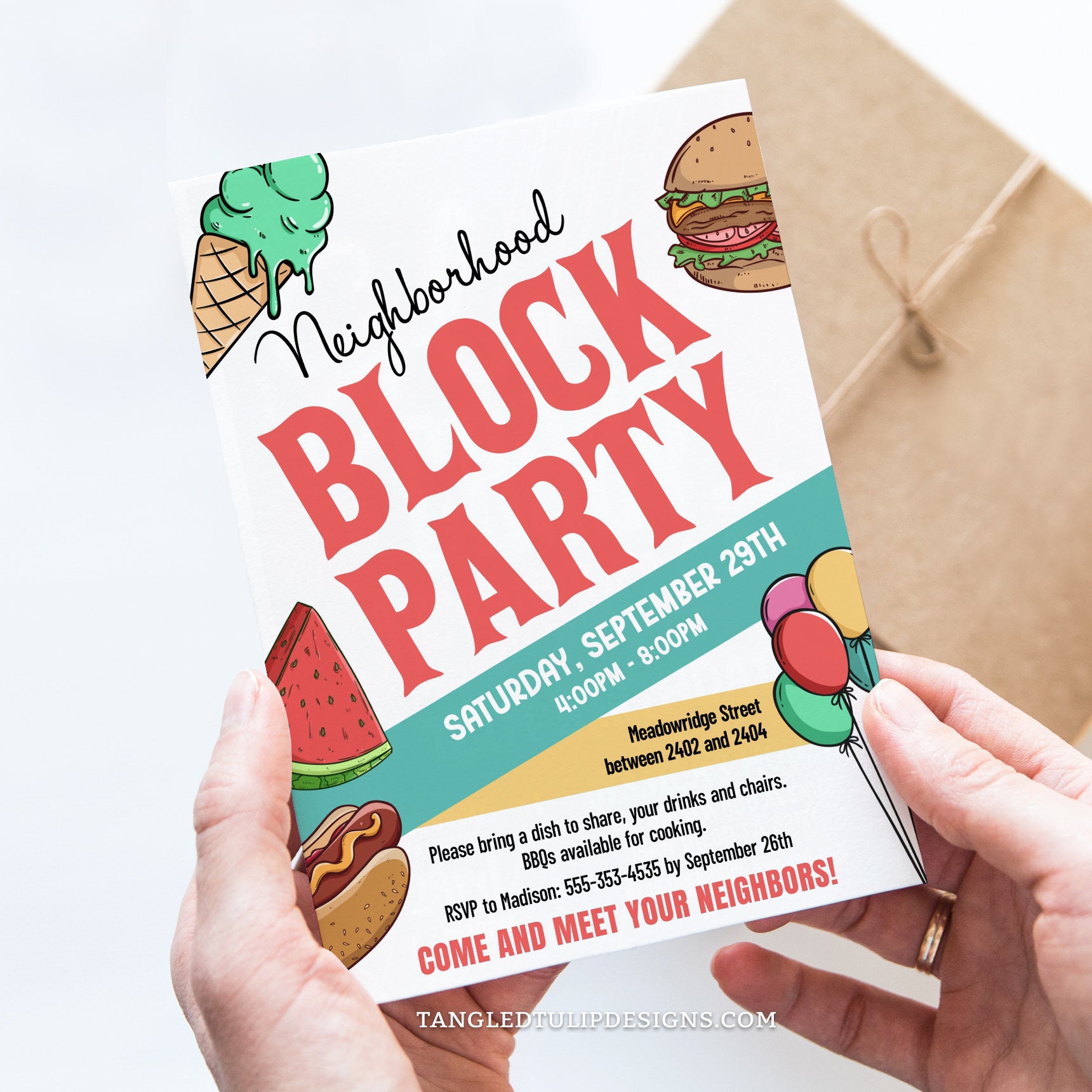 Neighborhood Block Party Flyer | Community Street Event Flyer ...