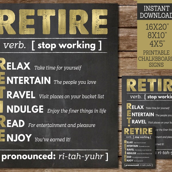 Gold Retirement Sign - Etsy