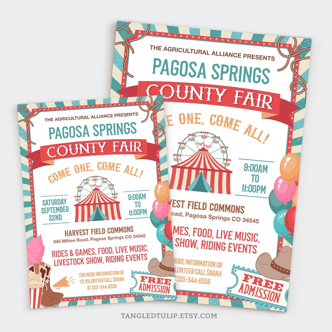 County Fair Flyer | Community Fun Fair Event Poster | Printable ...