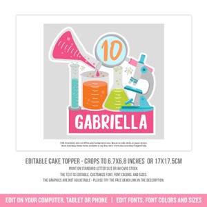 Science Birthday Cake Topper, Printable Girl Science Cake Topper ...