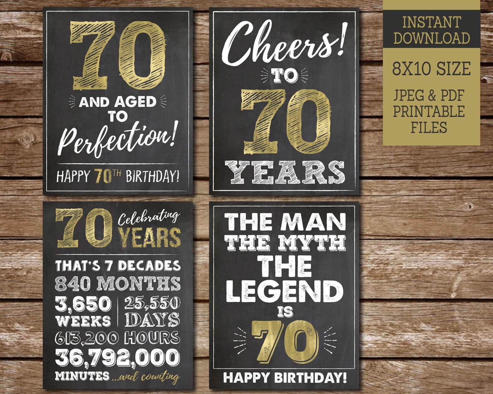 70th Birthday Signs for Men Aged to Perfection PRINTABLE - Etsy