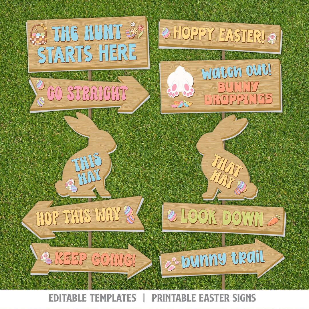 Easter Egg Hunt Signs | Directional Egg Hunt Signs | Easter Hunt Arrows ...
