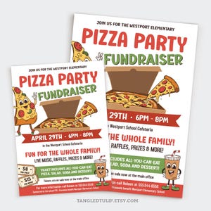 Editable Pizza Party Fundraiser Flyer: School PTO PTA Invite and Poster ...