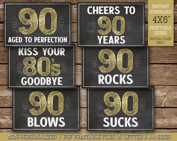 Mens 90th Birthday Decoration Signs, PRINTABLE 90 and Aged to ...