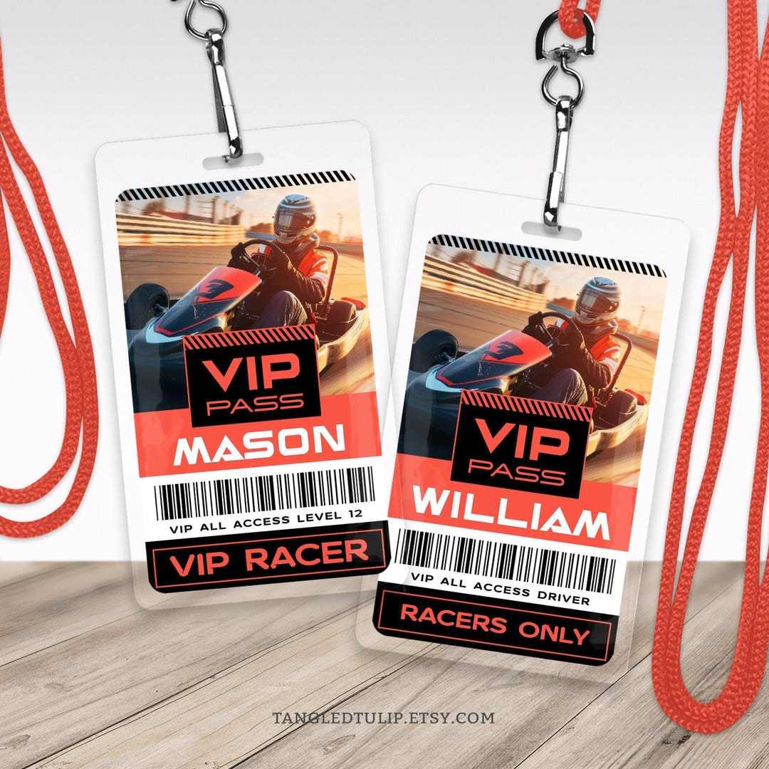 Editable Go-karting ID Badge Template, Go-kart Birthday ID Badge, Racer ...