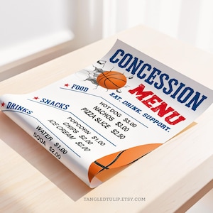 Basketball Concession Menu Poster | Basketball Refreshment Stand Price ...
