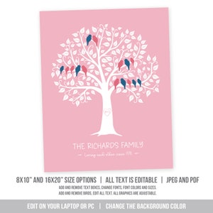 Family Tree Template, Christmas Gift for Mom or Grandma, Editable DIY ...