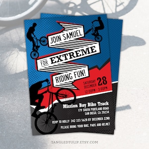 BMX Bike Birthday Invitation EDITABLE Biking Party Invite Boy BMX Bikes ...