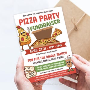 Editable Pizza Party Fundraiser Flyer: School PTO PTA Invite and Poster ...