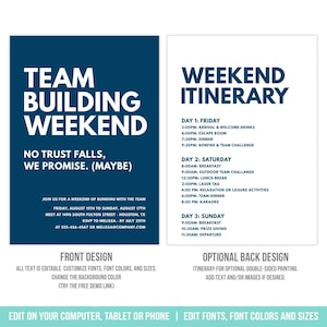 Team Building Invitation, Editable Company Team Building Weekend Invite ...