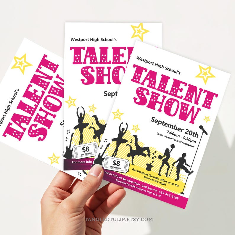 High School Talent Show Flyer | Student Talent Show Poster | Printable ...