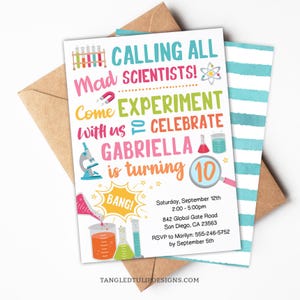 Girl Science Party Invitation, Mad Scientist Birthday Invite, Calling ...