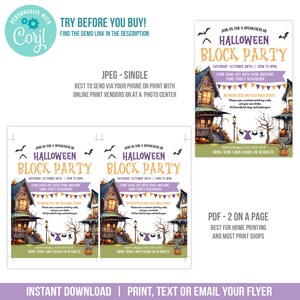 Halloween Block Party Flyer, Editable Halloween Neighborhood Party ...