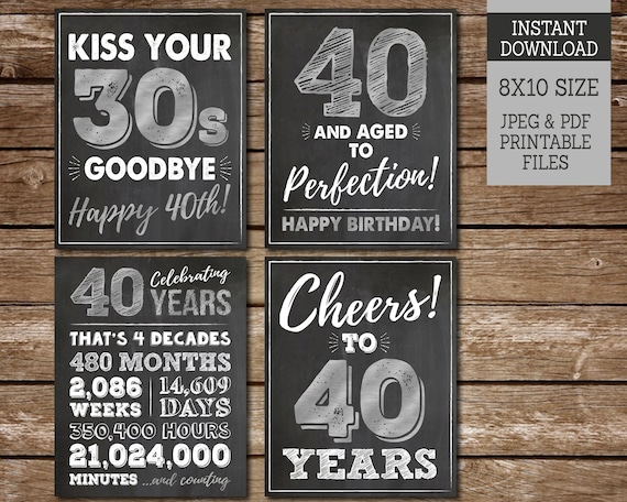 Kiss Your 30s Goodbye, 40 Aged to Perfection, Happy 40th Birthday ...