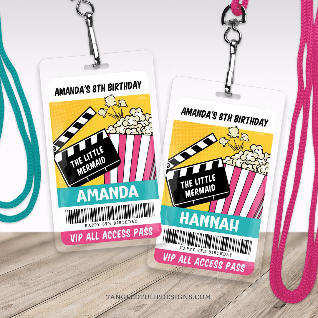 Movie Birthday VIP Access Badge, All Access Pass, ID Badge for Movies ...