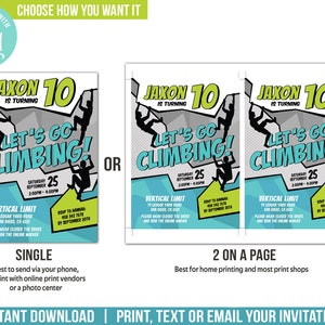 Editable Climbing Birthday Invitation Boys Indoor Rock Climb Party ...
