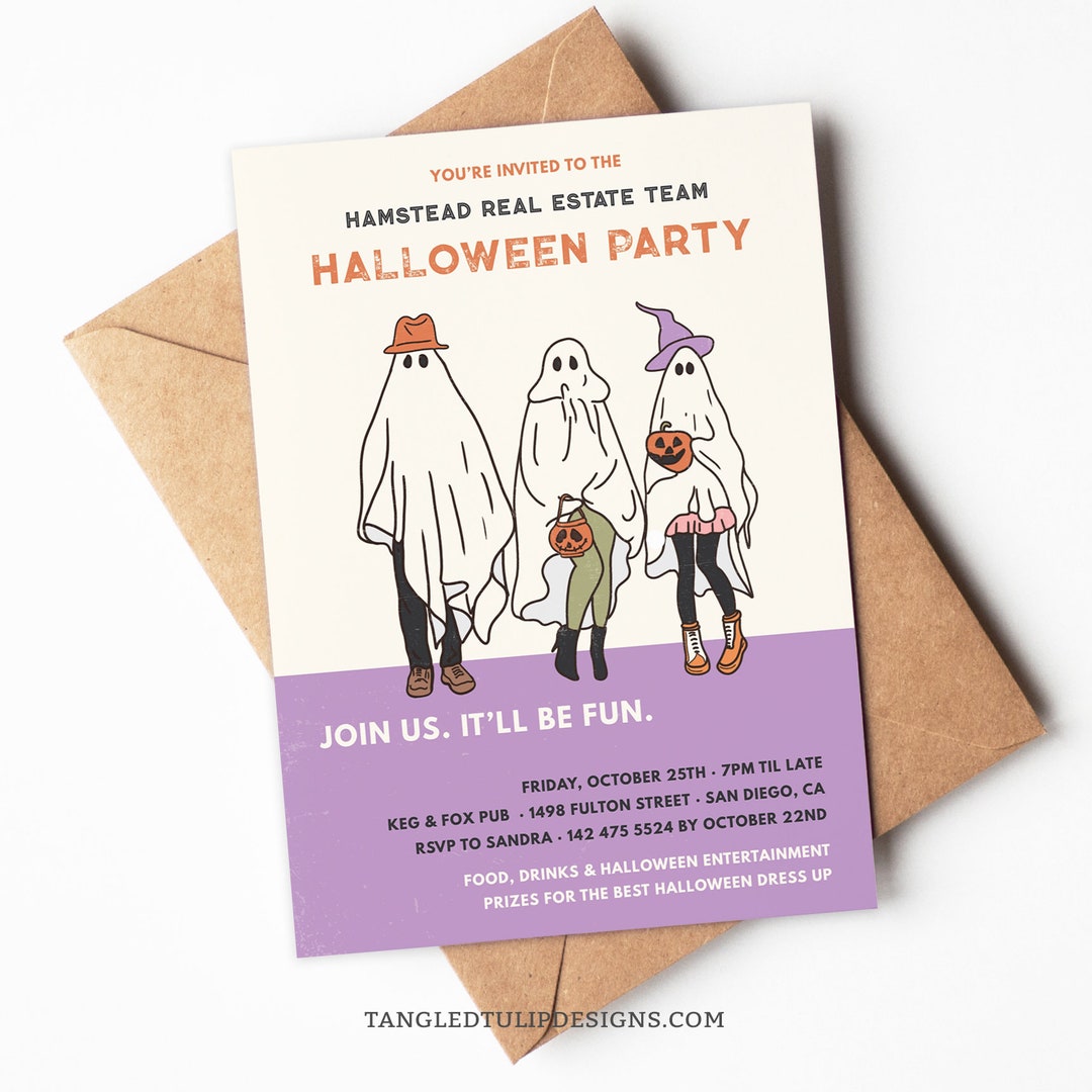 Funny Office Halloween Party Invitation, Editable Staff Halloween ...