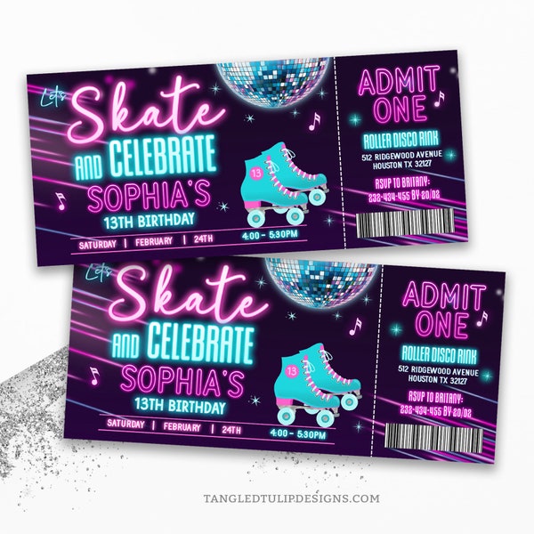 Roller Skating Ticket Invitations - Etsy