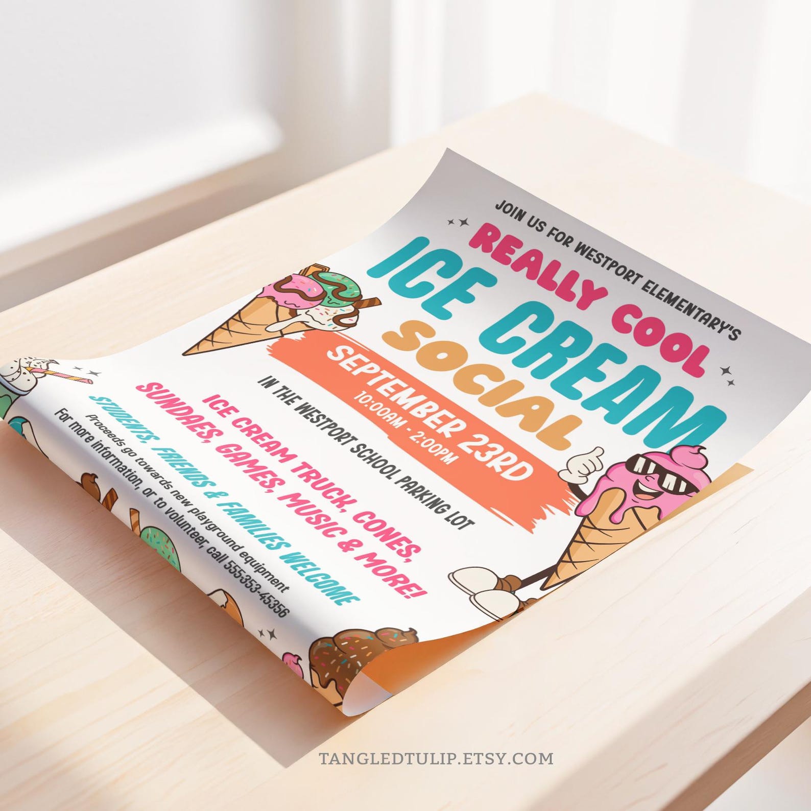 Ice Cream Social Flyer | School & Community Ice Cream Event Poster ...