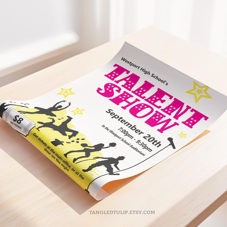 High School Talent Show Flyer | Student Talent Show Poster | Printable ...
