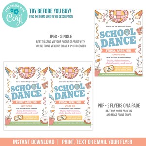 Editable School Dance Flyer and Poster, School Dance Invitation ...