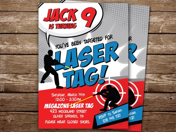 Digital Laser Tag Birthday Party Invitation, Laser Tag Theme Invite for ...