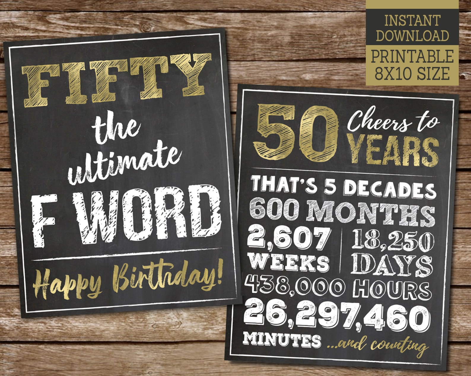 50th Birthday Sign Pack 50th Birthday PRINTABLE Signs Cheers - Etsy