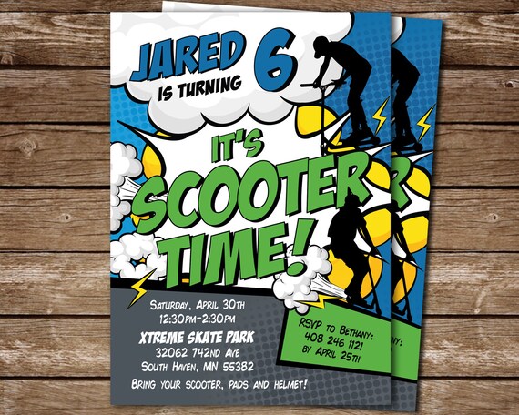 Scooter Birthday Party Invitation, It's Scooter Time! PRINTABLE Party ...