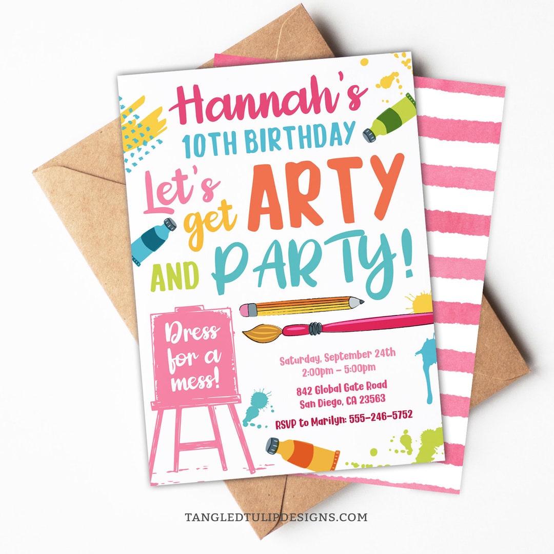 Editable Art Party Invitation, Artist Birthday Invite, Get Arty and ...