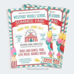 Editable Summer Fair Invitation, School Summer Fair Flyer Template, Fun ...
