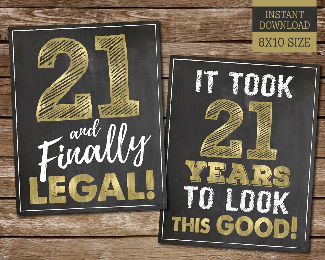21st Birthday Sign Pack 21st Birthday Decorations PRINTABLE - Etsy