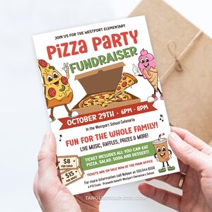 Editable Pizza Party Fundraiser Invitation Flyer, School Pizza ...