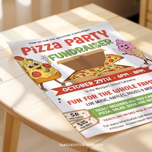 Editable Pizza Party Fundraiser Invitation Flyer, School Pizza ...