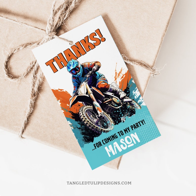Motocross Birthday Thank You Favor Tags | Dirt Bike Party Favor Tag ...