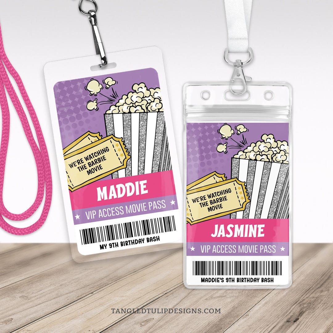 Movie VIP Badge | Movie Birthday All Access Name Badge | Editable ...