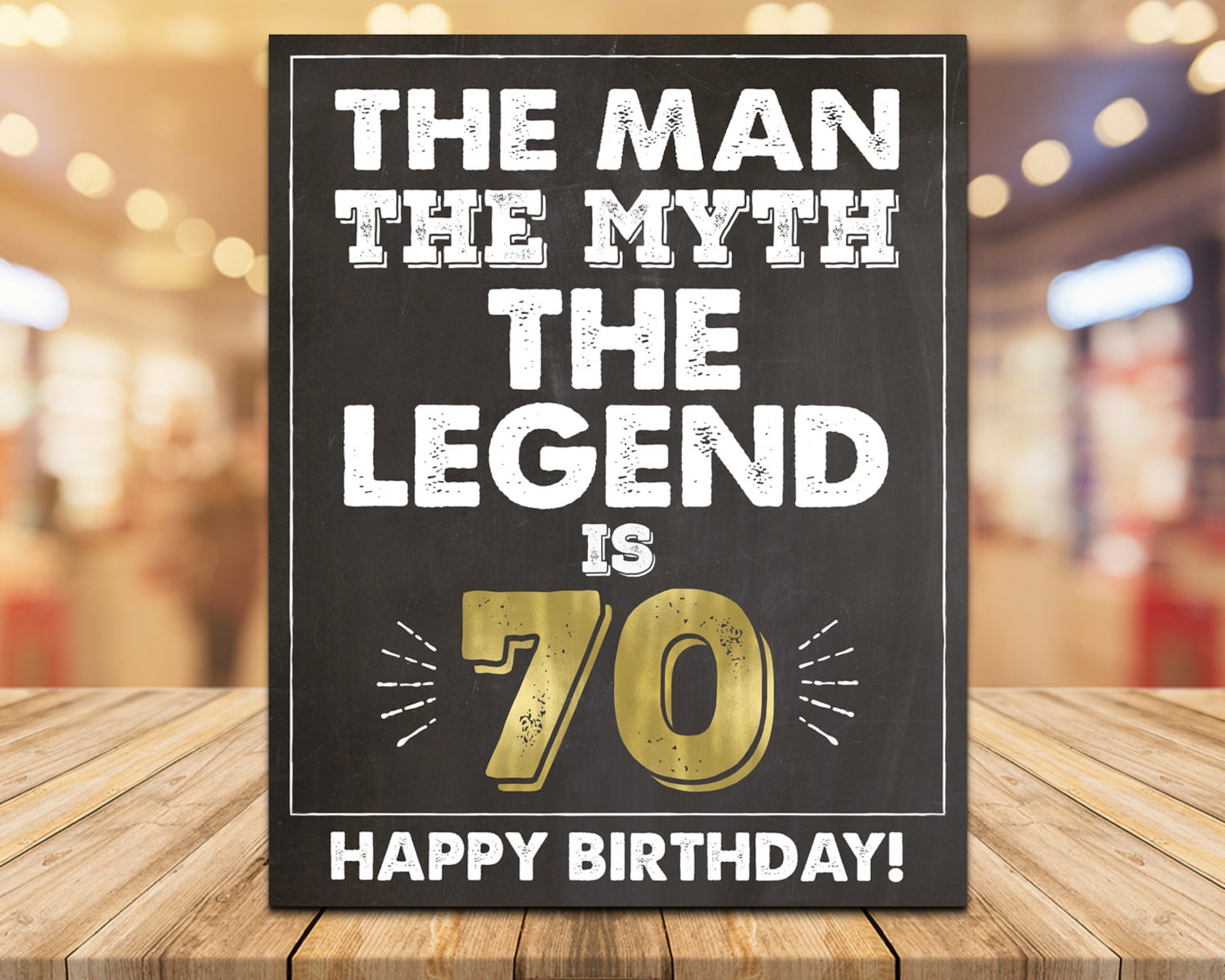 The Man the Myth the Legend 70th Birthday Sign Gold and - Etsy