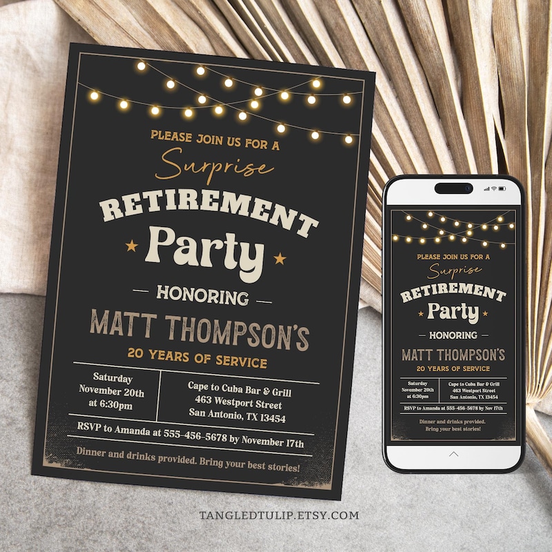 Retirement Party Invitations - Etsy