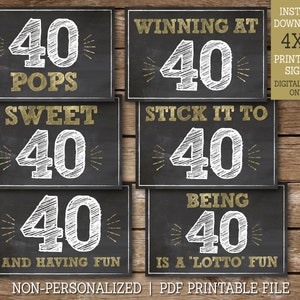 40th Birthday Printable Signs, Family Kid-friendly 40th Candy Labels ...