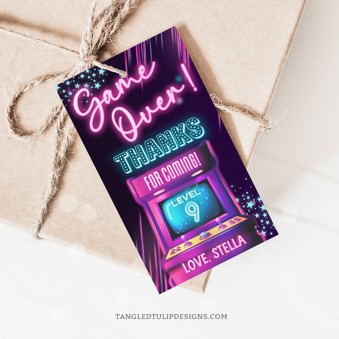 Arcade Party Tags Template for Girls, Editable Arcade Birthday ...
