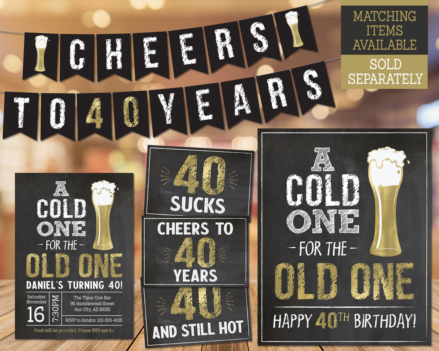 Cheers to 40 Years Banner 40th Birthday Banner PRINTABLE - Etsy