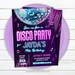 Disco Birthday Party Invitation Neon Glow in the Dark Disco Ball ...