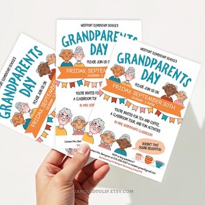 Grandparents Day Flyer Template, Editable School Grandparents Invite ...