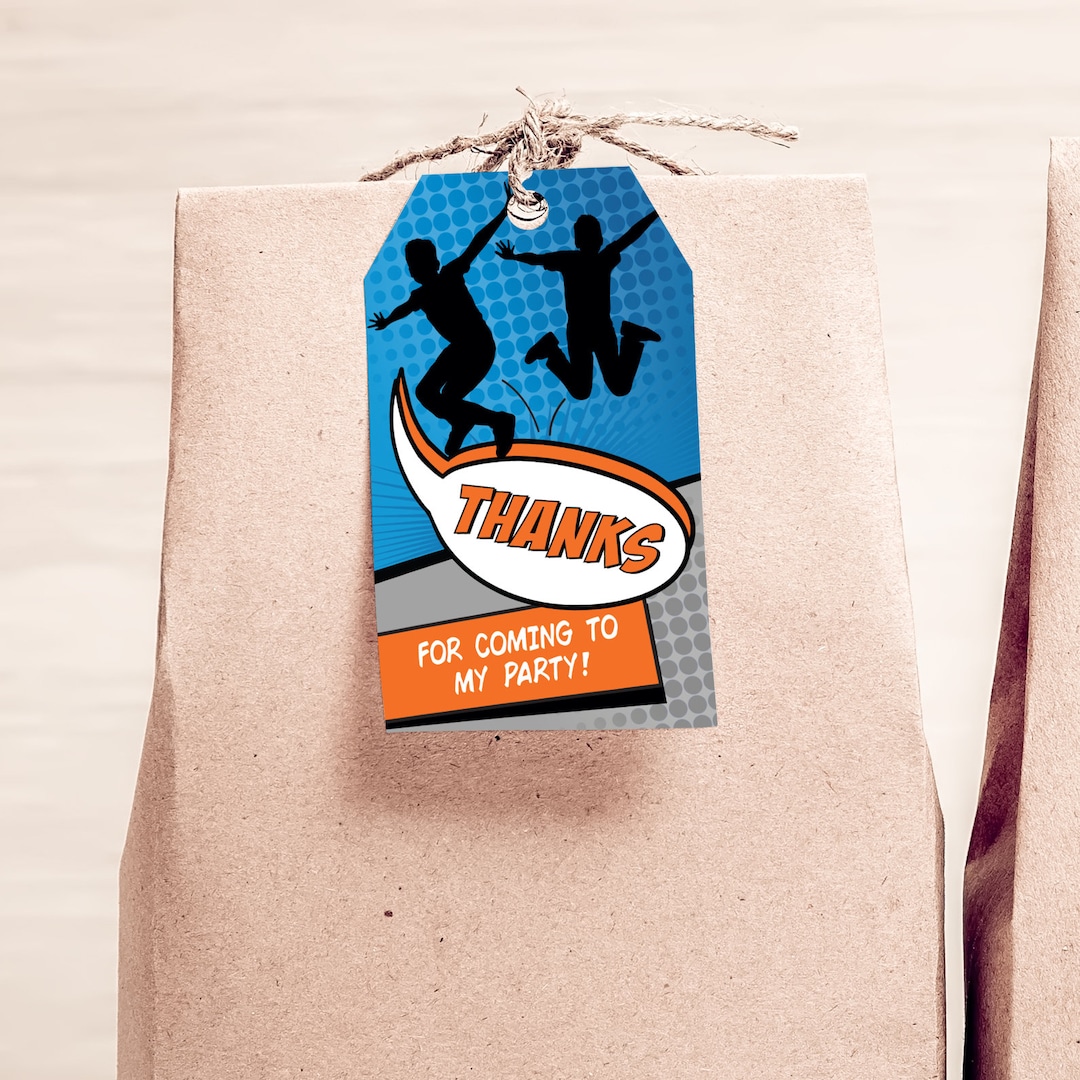 Jump Birthday Thank You Favor Tags | Trampoline Jump Party Tags ...