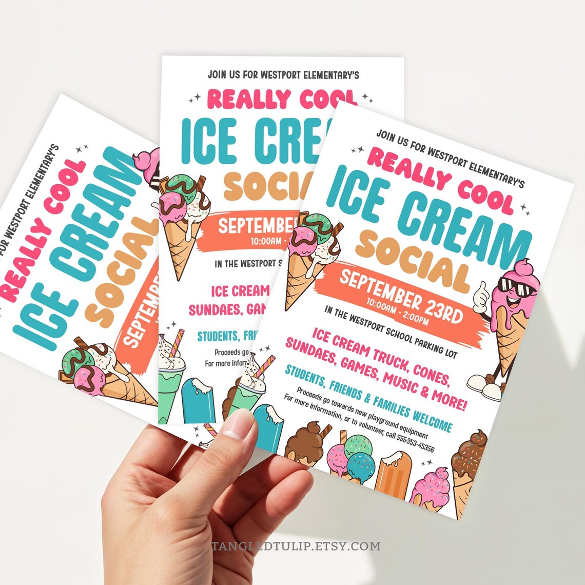 Ice Cream Social Flyer | School & Community Ice Cream Event Poster ...