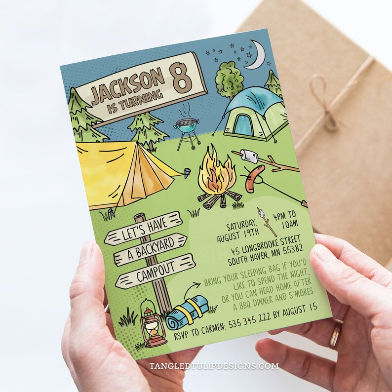 Campout Birthday Invitation | Boy Backyard Camping Birthday Party ...