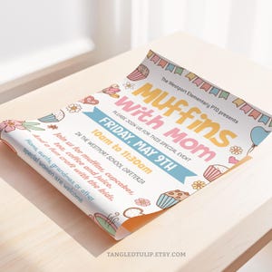 Muffins With Mom Invitation Flyer, Editable School Mother's Day ...