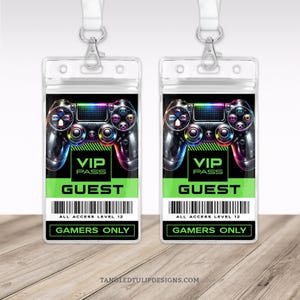 Gamer Birthday Invitation | Boy VIP Gamer Badge Birthday Party Invite ...