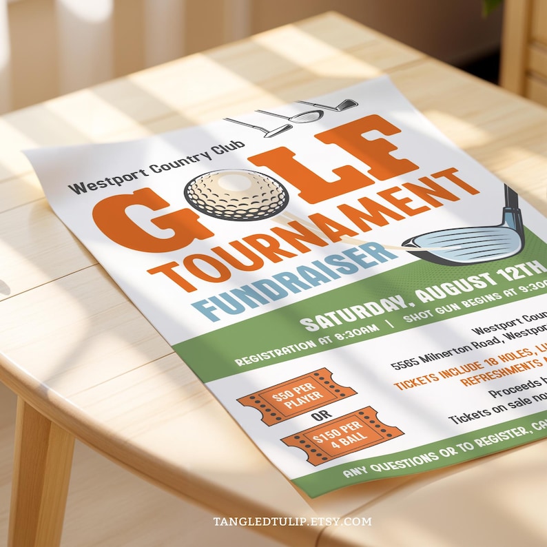 Golf Tournament Fundraiser Flyer | Golf Fundraiser Event Poster ...