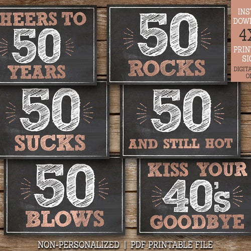 50th Birthday Signs 50 Sucks 50 Rocks 50 and Still Hot - Etsy